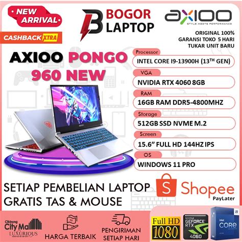 Jual Axioo Pongo 960 Intel Core I9 Gen13 13900h Rtx4060 8gb 16gb Ram