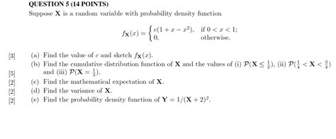 solved question 5 14 points suppose x is a random variable