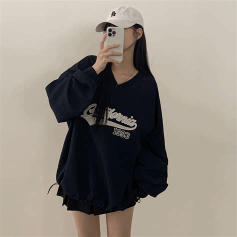 [남녀공용] 왕박시 스트릿 브이넥 아노락 스트링 자수 패치 바람막이 맨투맨 에이블리