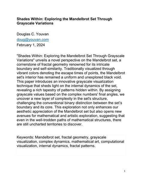 Pdf Shades Within Exploring The Mandelbrot Set Through Grayscale