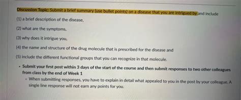 Solved Discussion Topic Submit A Brief Summary Use Bullet Chegg Com