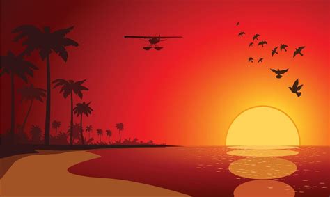 Gradient Beach Sunset Landscape 44570369 Vector Art At Vecteezy