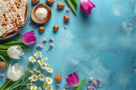 Premium Photo Passover Greeting Card With Traditional Elements On