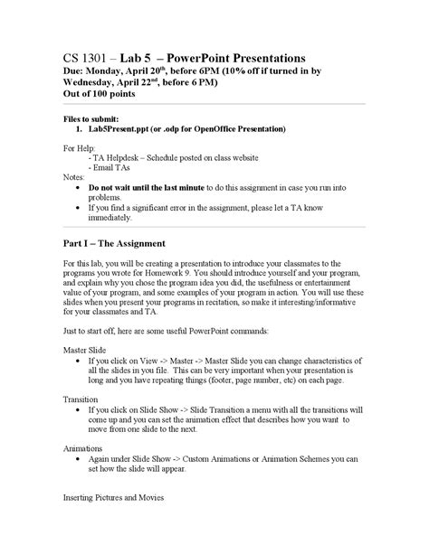 Lab 5 Powerpoint Presentations Introduction To Computing Cs 1301