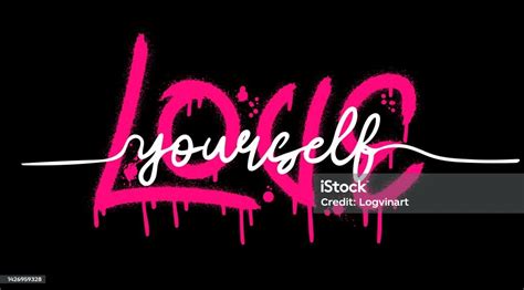자신을 사랑하십시오 스플래시 효과가있는 도시 거리 낙서 스타일과 검은 색 배경에 분홍색과 흰색으로 떨어집니다 0명에 대한 스톡 벡터 아트 및 기타 이미지 Istock