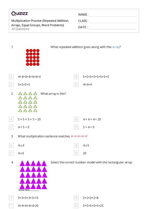 50 Multiplication With Arrays Worksheets For 2nd Class On Quizizz Free And Printable