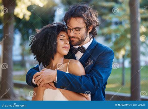 Wedding Couple And Hug Of Love Outdoor For Marriage Celebration Event Together With Support