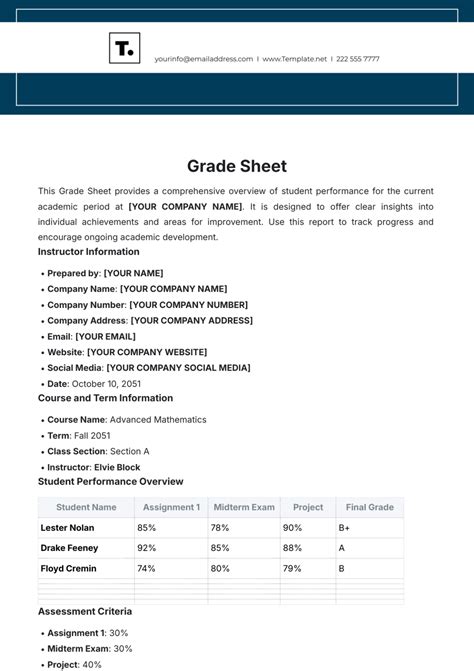 Free Assessment Sheet Templates Editable And Printable