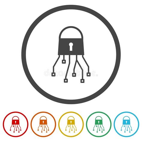 Cyber Security Icon Set Icons In Color Circle Buttons Stock Vector