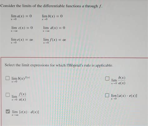 Solved Consider The Limits Of The Differentiable Functions A