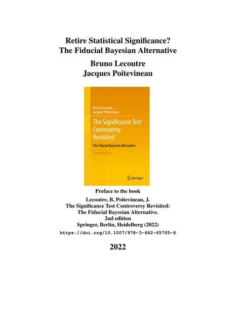 Pdf Retire Statistical Significance The Fiducial Bayesian Alternative