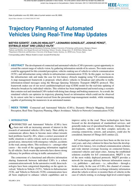Pdf Trajectory Planning Of Automated Vehicles Using Real Time Map Updates