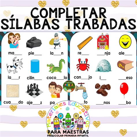 Fichas Para Completar Sílabas Trabadas