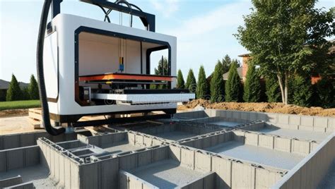 3d Printing Construction Of A Building With An Industrial Printer Stock