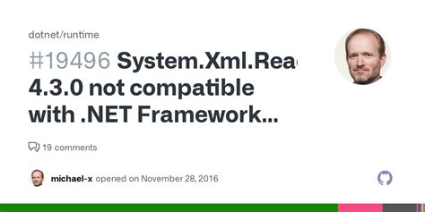 Systemxmlreaderwriter 430 Not Compatible With Net Framework 46 · Issue 19496 · Dotnet