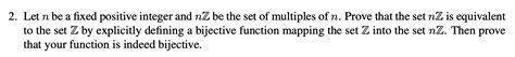 Solved 2 Let N Be A Fixed Positive Integer And Nz Be The