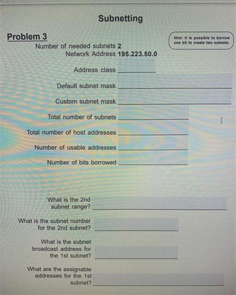 Solved Subnetting Hint It Is Possible To Borrow One Bit To