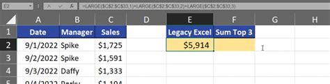 sum of top 3 values excel and adam