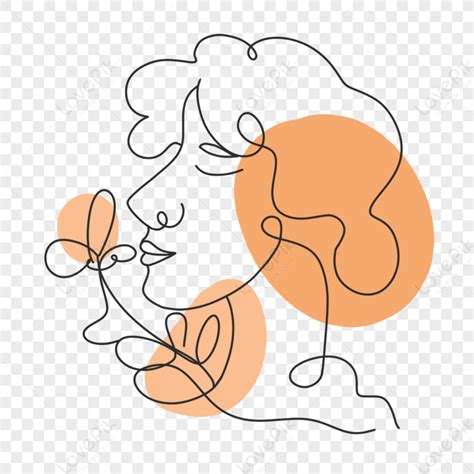 노란색 아름 다운 일러스트 추상 라인 드로잉 꽃 여자 얼굴입니다외딴장식 Png 일러스트 무료 다운로드 Lovepik