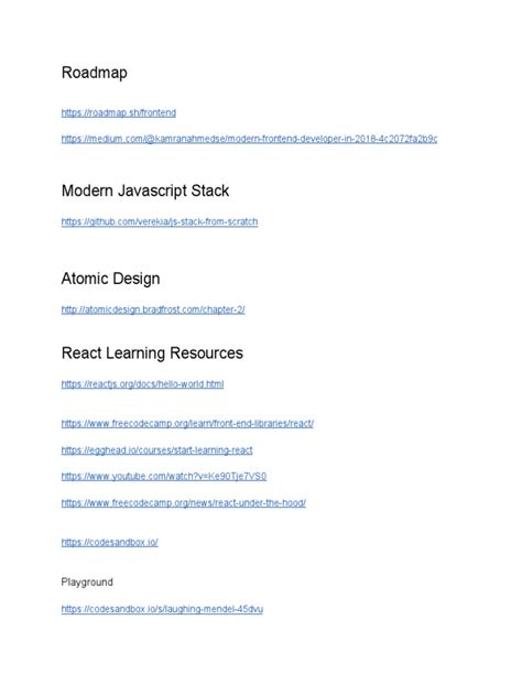 React Learning Roadmap 2019 Pdf Pdf