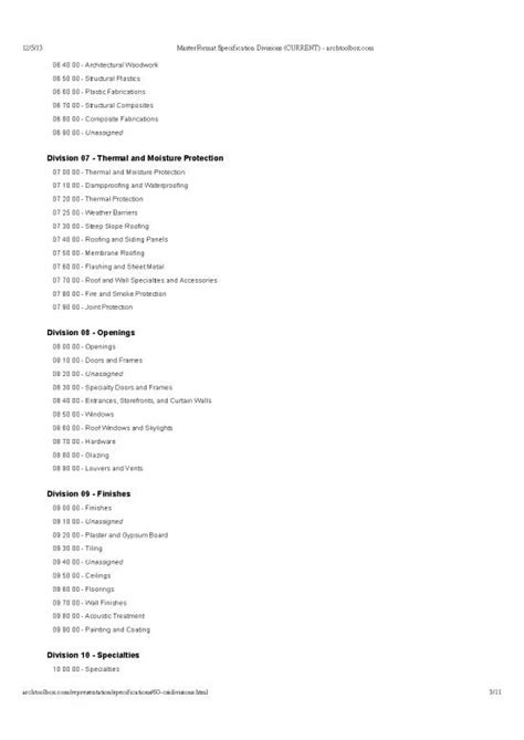 Construction Pdf 83876 Masterformat Specification Divisions