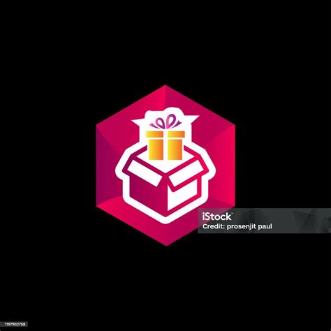 육각형 선물 상자 육각형 선물 다채로운 로고 벡터 디자인 0명에 대한 스톡 벡터 아트 및 기타 이미지 0명 디자인 라벨
