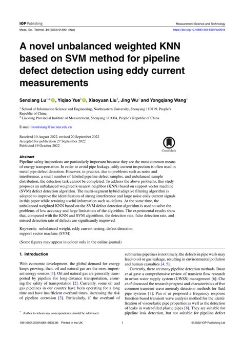 A Novel Unbalanced Weighted Knn Based On Svm Method For Pipeline Defect Detection Using Eddy