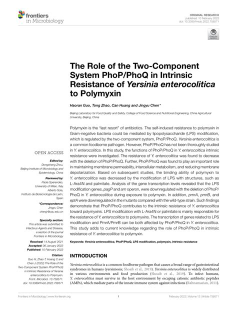 Pdf The Role Of The Two Component System Phopphoq In Intrinsic