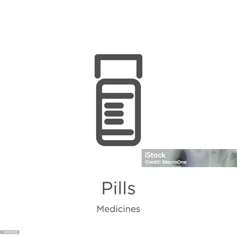 의약품 컬렉션에서 알 약 아이콘 벡터 얇은 선 알 약 개요 아이콘 벡터 일러스트 레이 션 개요 웹사이트 디자인 및 모바일 응용 프로그램 개발에 대 한 얇은 선 알 약 아이콘
