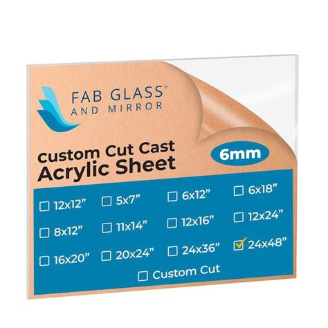 Fab Glass And Mirror Plexiglass 24 In X 24 In Clear Square Acrylic Sheet 14 In Thick Flat
