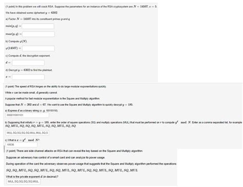Solved 1 Point In This Problem We Will Crack Rsa Suppose