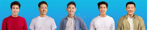 Collection Of Cheerful Middle Eastern Guys On Blue Collage Stock Image