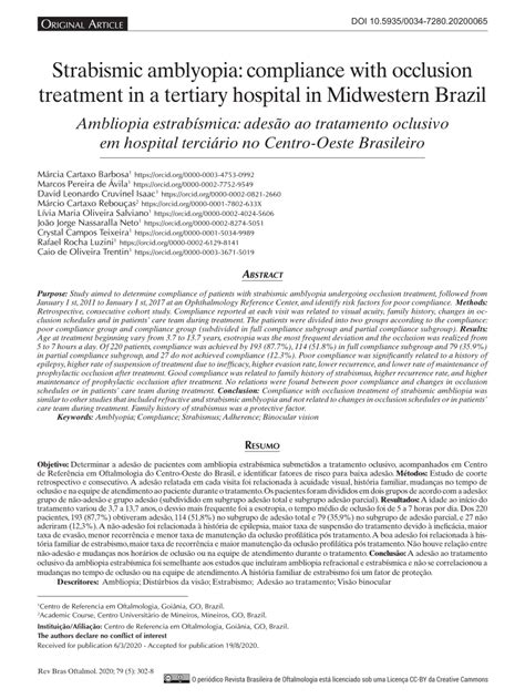 Pdf Strabismic Amblyopia Compliance With Occlusion Treatment In A