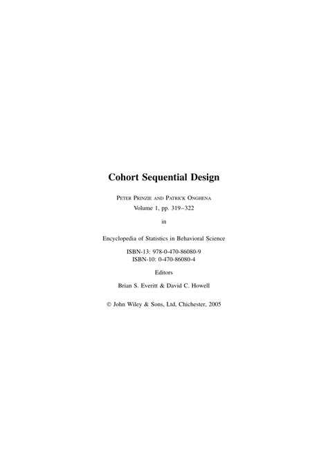 Pdf Cohort Sequential Design