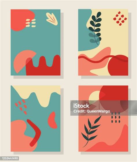 소셜 미디어 전단지 초대장 등을 위한 복고풍 색상의 추상 벡터 배경 집합입니다 0명에 대한 스톡 벡터 아트 및 기타 이미지 0명 기하 낙서 패턴 Istock