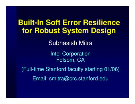 Pdf Built In Soft Error Resilience For Robust System Design