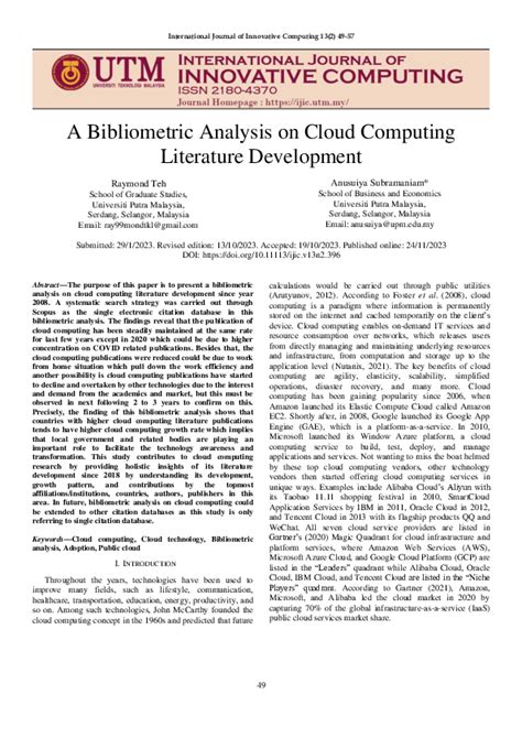 Pdf A Bibliometric Analysis On Cloud Computing Literature Development