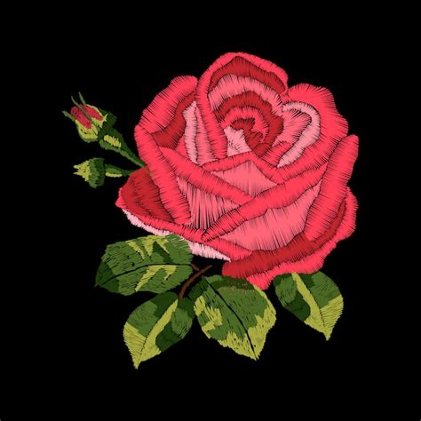 Premium Vector Red Roses Embroidery Design