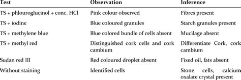 Micro Chemical Tests Performed On Transverse Section Ts Of Bombax
