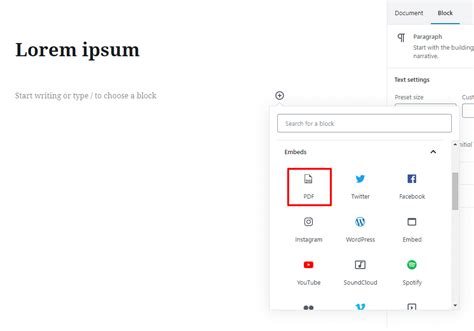 how to embed pdf spreadsheet and word file in wordpress blog
