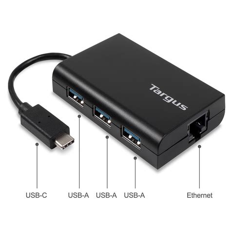 Usb C Hub To X Usb A Ethernet Black