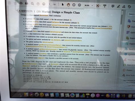 design a simple class design a class named account that contains a