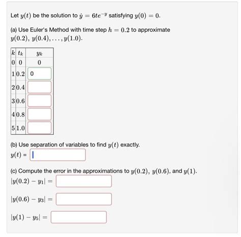 Solved Let Y T Be The Solution To Y Tey Satisfying Chegg Com