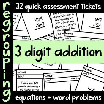 Digit Addition With Regrouping Quick Formative Assessment Exit Tickets
