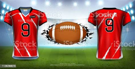 미식 축구 또는 축구 유니폼 유니폼 현실적인 그래픽 프레 젠 테이 션 이랑 서식 파일 아트 워크 텍스트 이미지 로고를 적용할