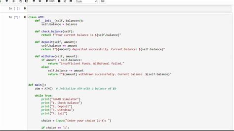 Pari Shah On Linkedin A Python Code That Performs The Task Of An Atm