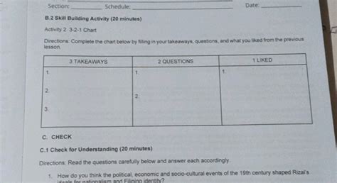 Section Schedule Date B 2 Skill Building StudyX