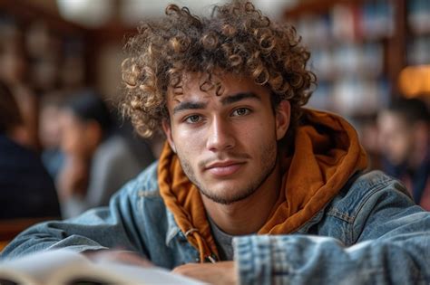 Premium Photo Young Collage Student Studying In The Library
