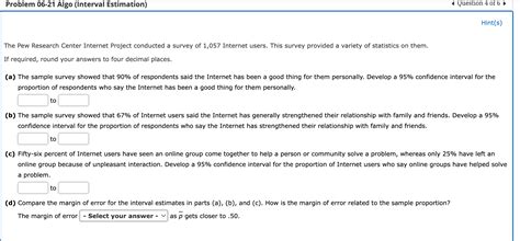 Solved Problem Algo Interval Estimation Question Chegg Com