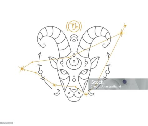 Capricorn Astrological Symbol With Zodiac Constellation Connected Star